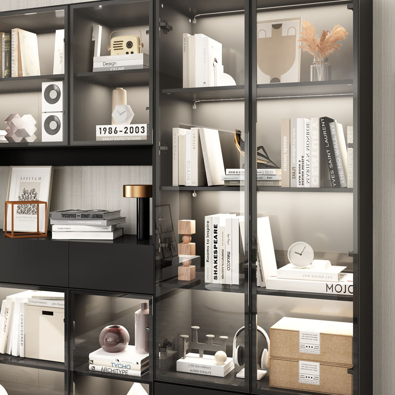 Hokku Designs 78.7'' H x 110 '' W Black Combination Bookcase Hokku Designs 78.7'' H x 110 '' W Black Combination Bookcase
